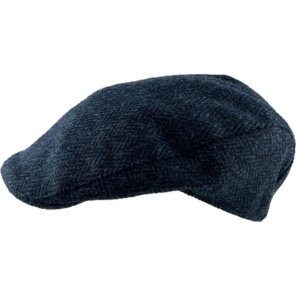 Hanna Hats Irish Touring Cap (Dark Blue Herringbone Tweed) Clothing ...
