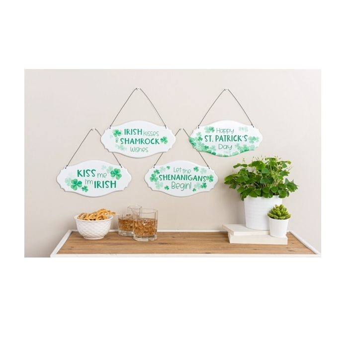 Ganz Decorative Shamrock Wall Sign (Irish Kisses Shamrock Wishes) Gifts ...
