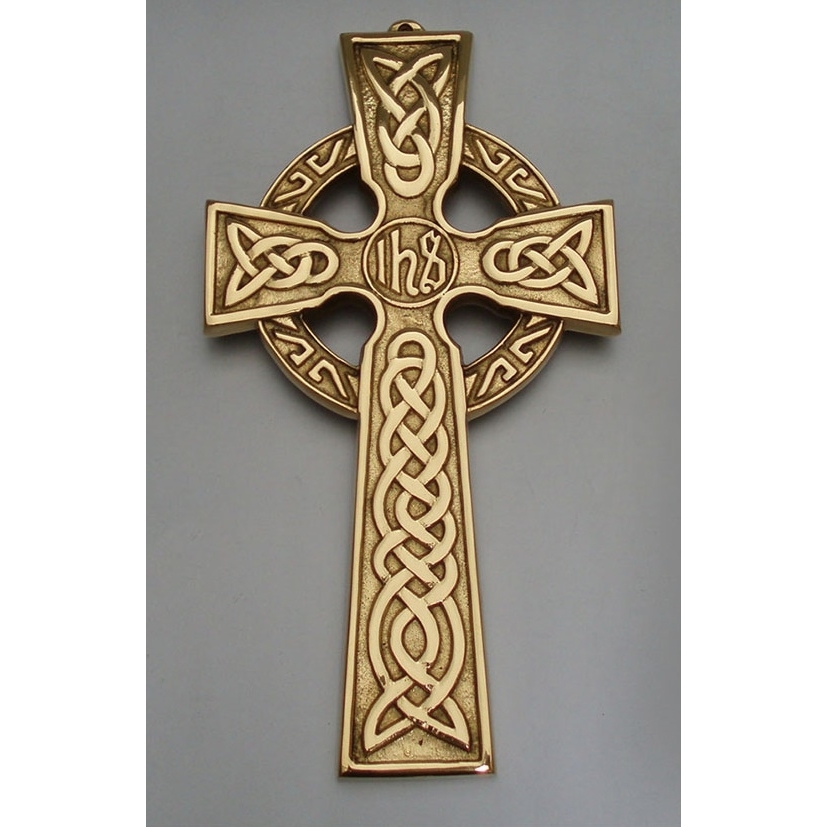 Irish Brass Celtic Wall Cross IHS Center (Small) Gifts Occasion ...