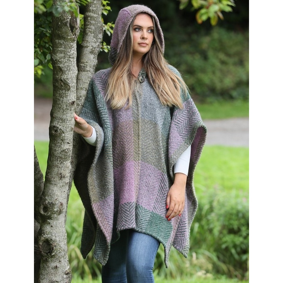 Branigan Weavers Irish Hooded Cape Sarah (Mult Loden) Clothing Capes ...