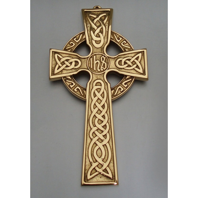 Irish Brass Medium Celtic Wall Cross Gifts Occasion Religious at Irish ...