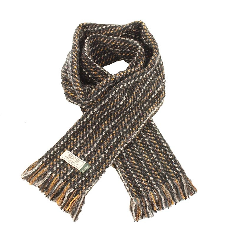 Muckross Weavers Mucros Weavers Merino Scarf (Black Grey Mustard ...