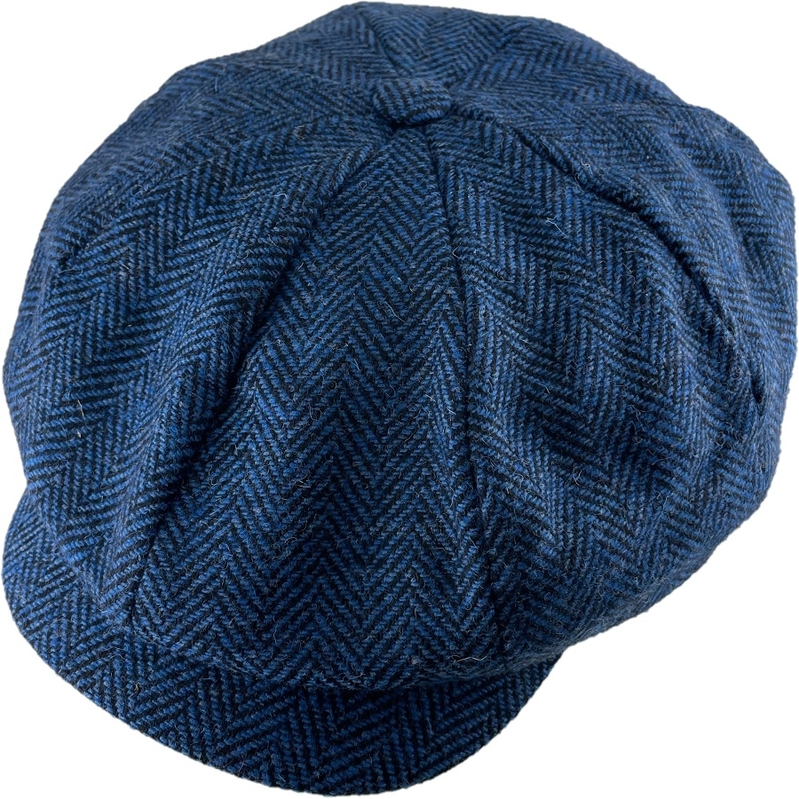 Hanna Hats Peaky Blinder Cap (Royal Blue Herringbone Tweed) Clothing ...