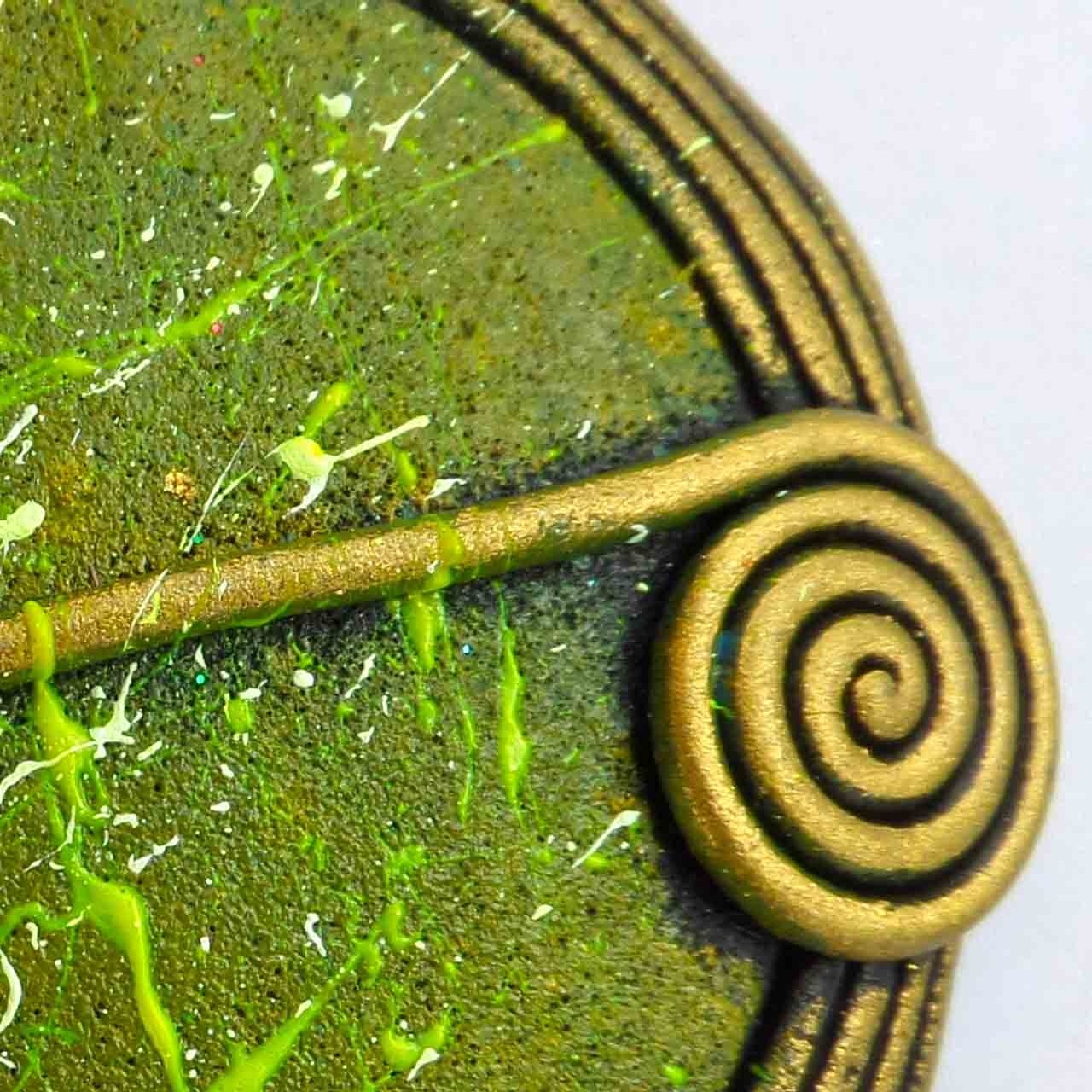 Skaramanda Scroll Pin (Green) Jewelry Brooches Pins at Irish on Grand