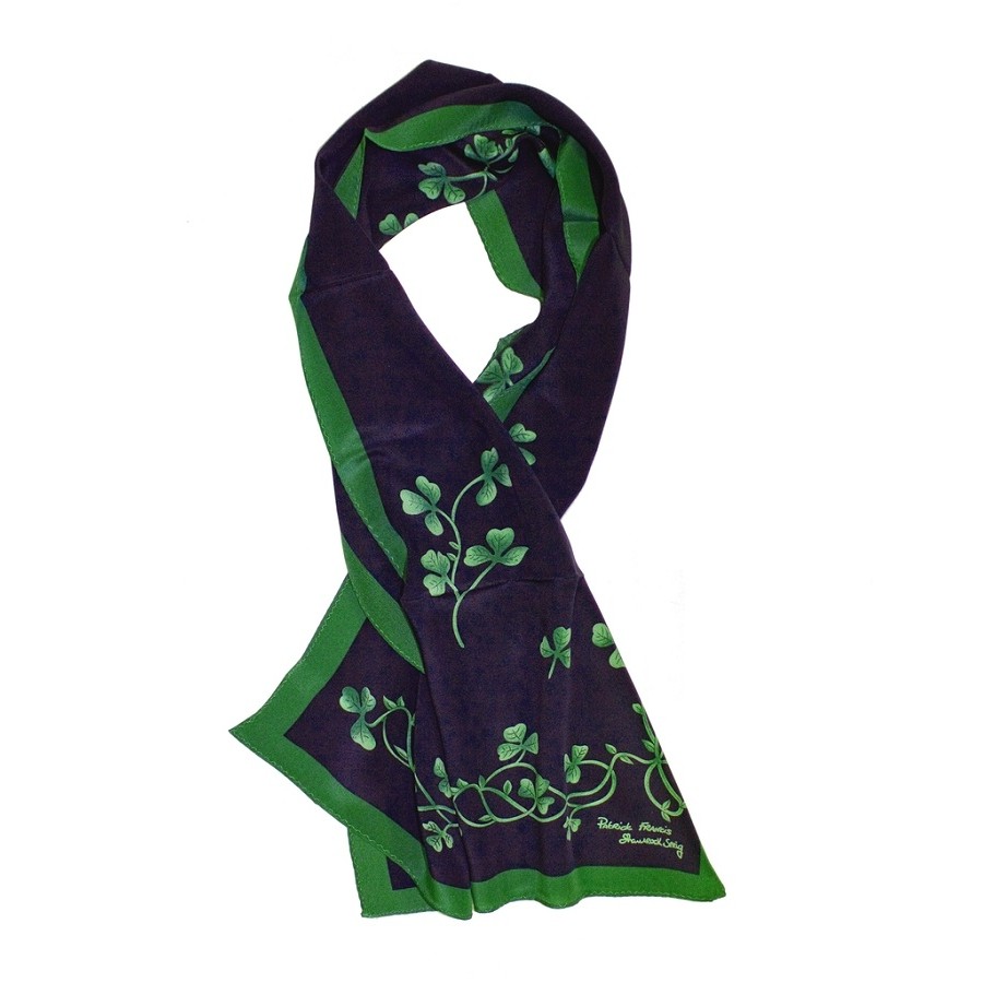 Patrick Francis Irish Silk Scarf (Navy Shamrock) Clothing Accessories ...
