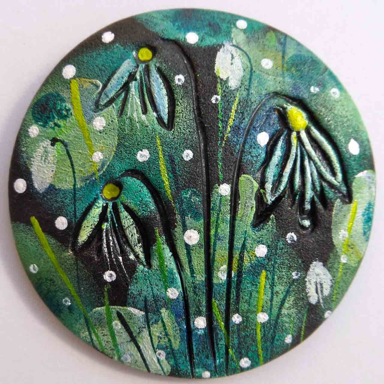 Skaramanda Snowdrop Pin (Green) Jewelry Brooches Pins at Irish on Grand