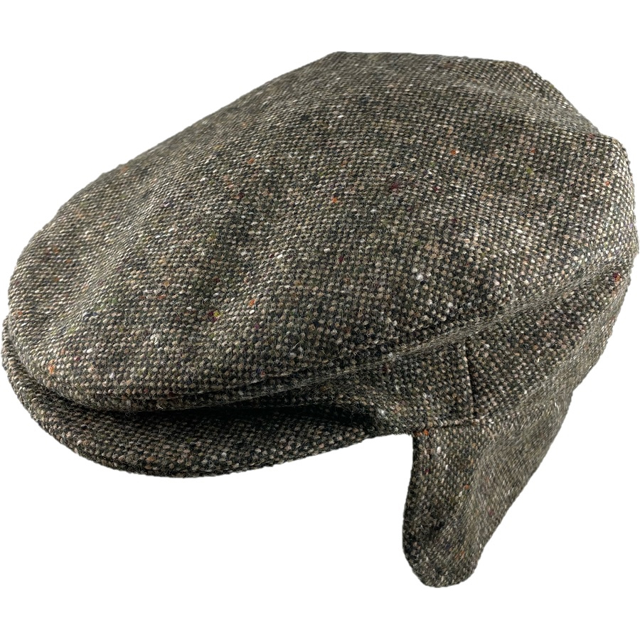 Hanna Hats Irish Cap with Ear Flaps (Mossy Brown Flecked Tweed ...