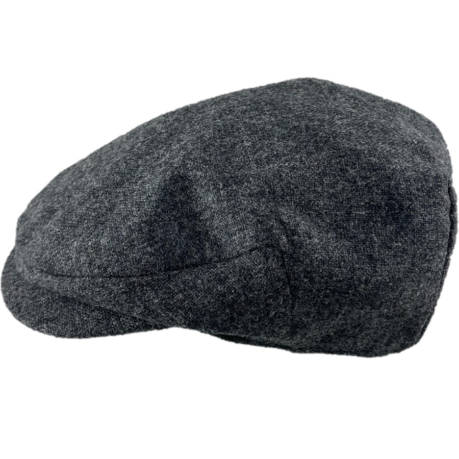Hanna Hats Irish Vintage Cap (Charcoal Plain Weave Tweed) Clothing Caps ...