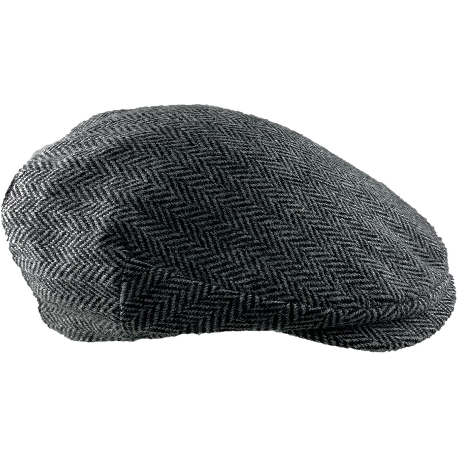 Hanna Hats Irish Vintage Cap (Black White Herringbone Tweed) Clothing ...
