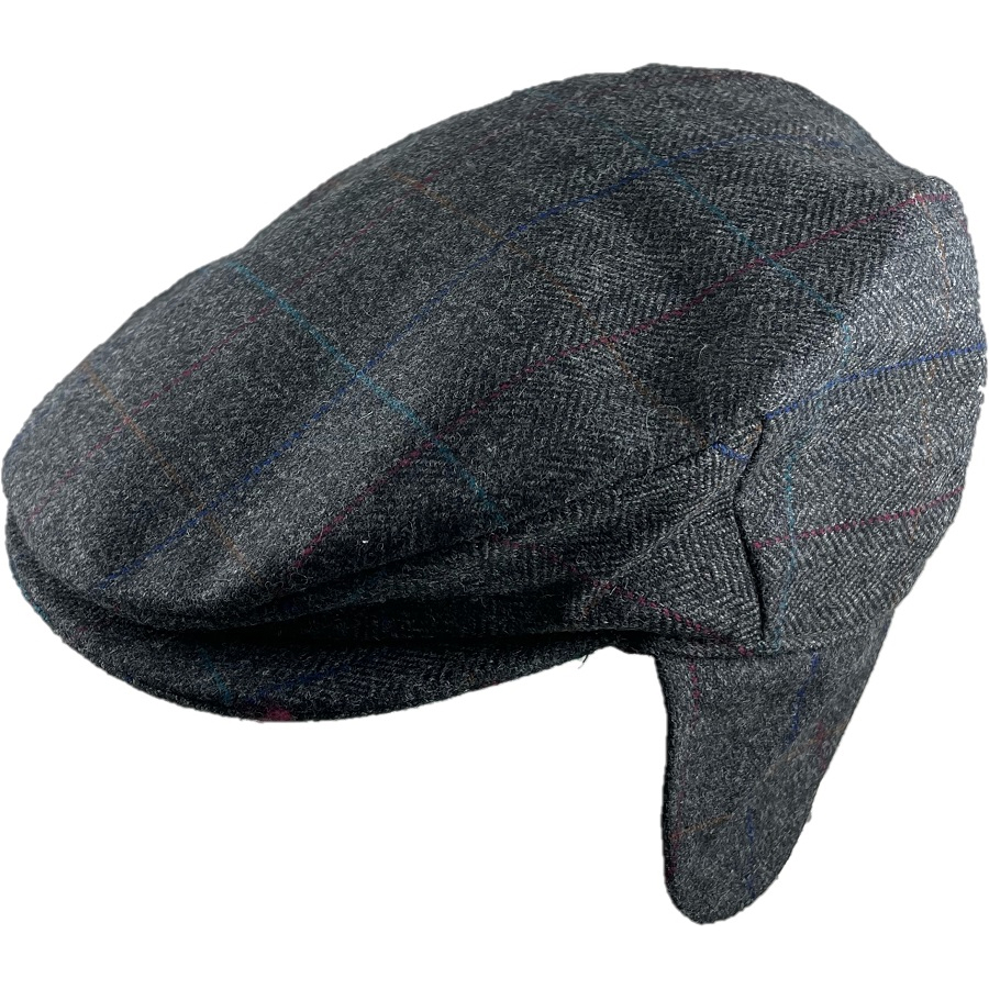 Hanna Hats Irish Cap with Ear Flaps (Grey Herringbone Multicolor Tweed ...