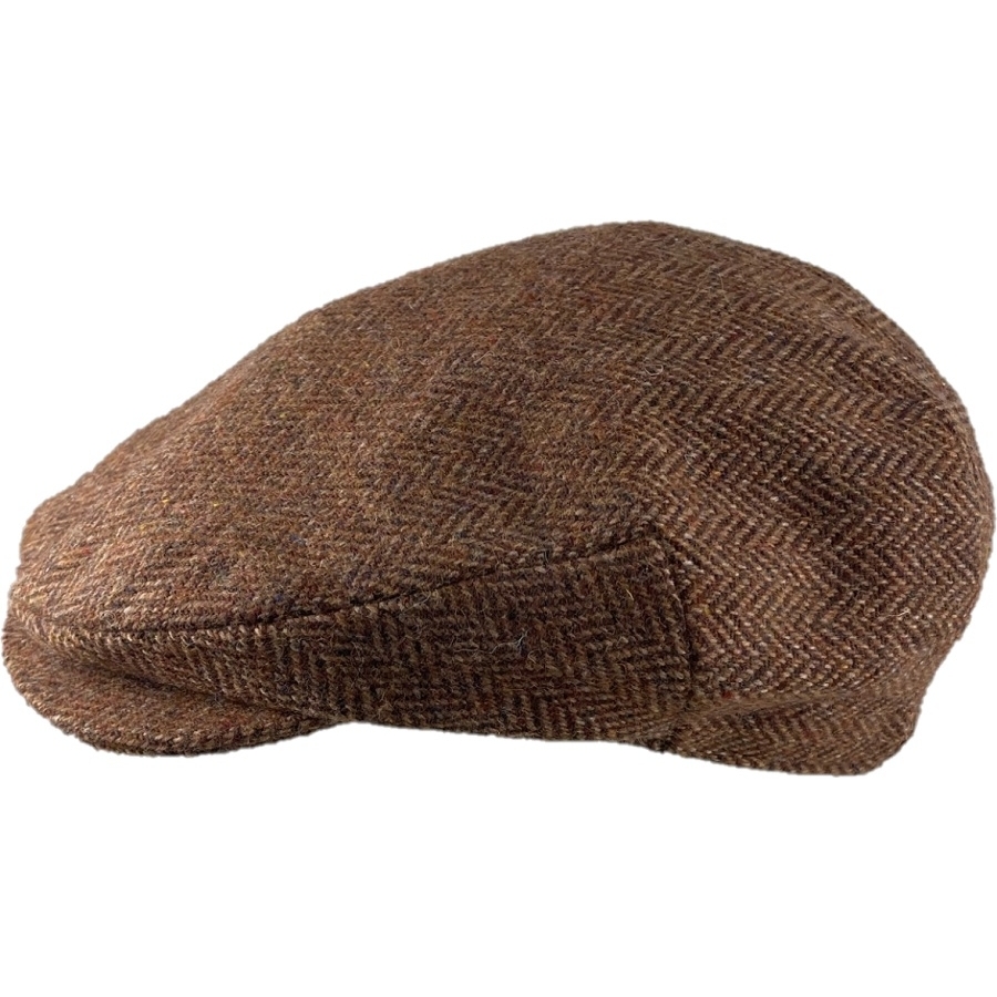 Hanna Hats Irish Vintage Cap (Brown Clay Herringbone Tweed) Clothing ...
