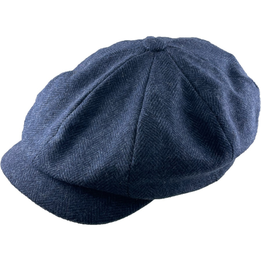 Hanna Hats Peaky Blinder Cap (Blue Fine Herringbone Tweed) Clothing ...