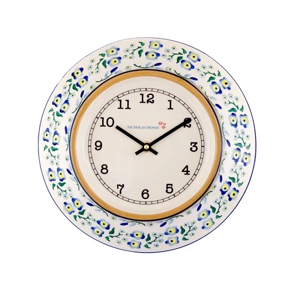Nicholas Mosse Pottery Ceramic Wall Clock (Forget Me Not) at Irish on Grand