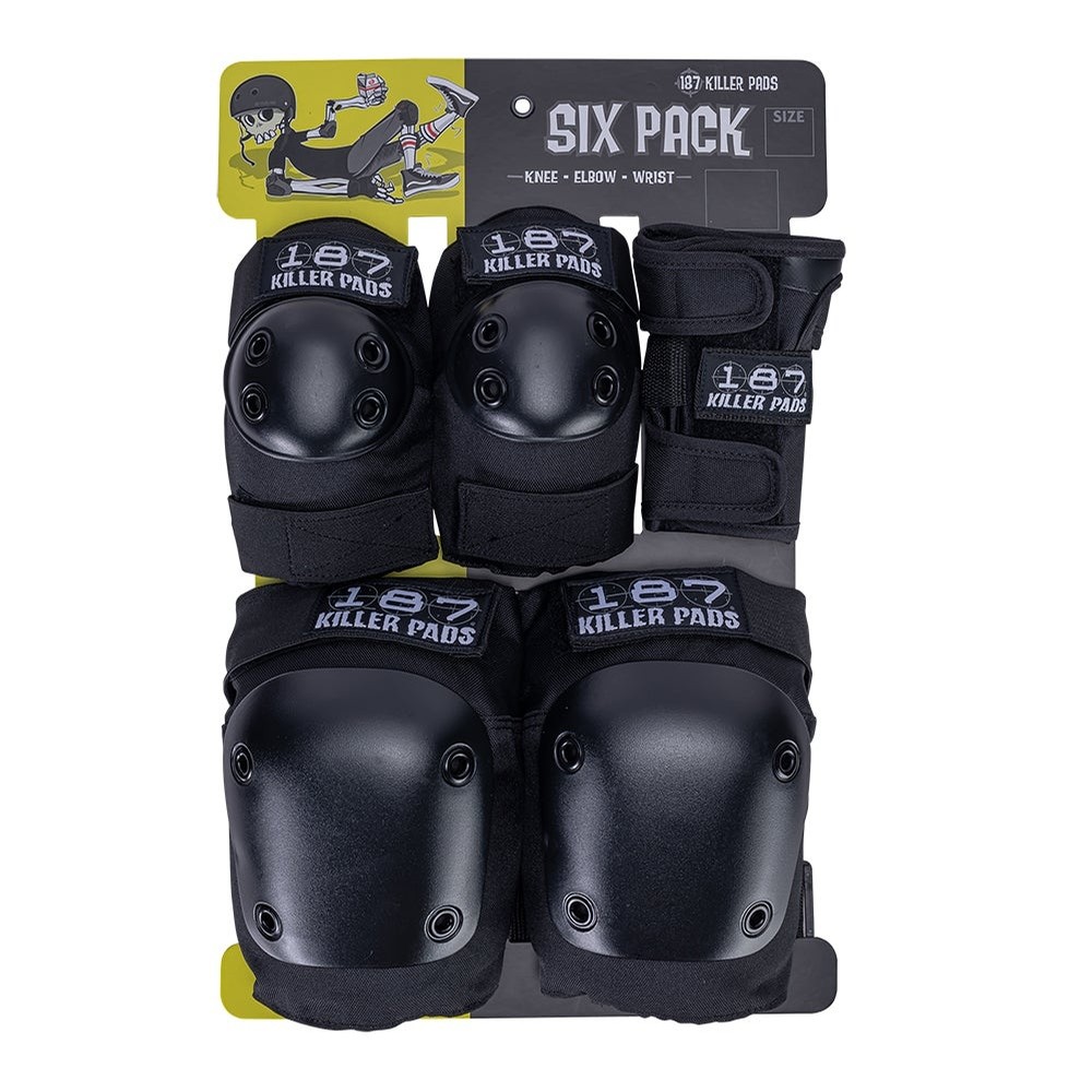 187 Killer Pads Six Pack Pad Set (Black) Pads at Switch Skateboarding
