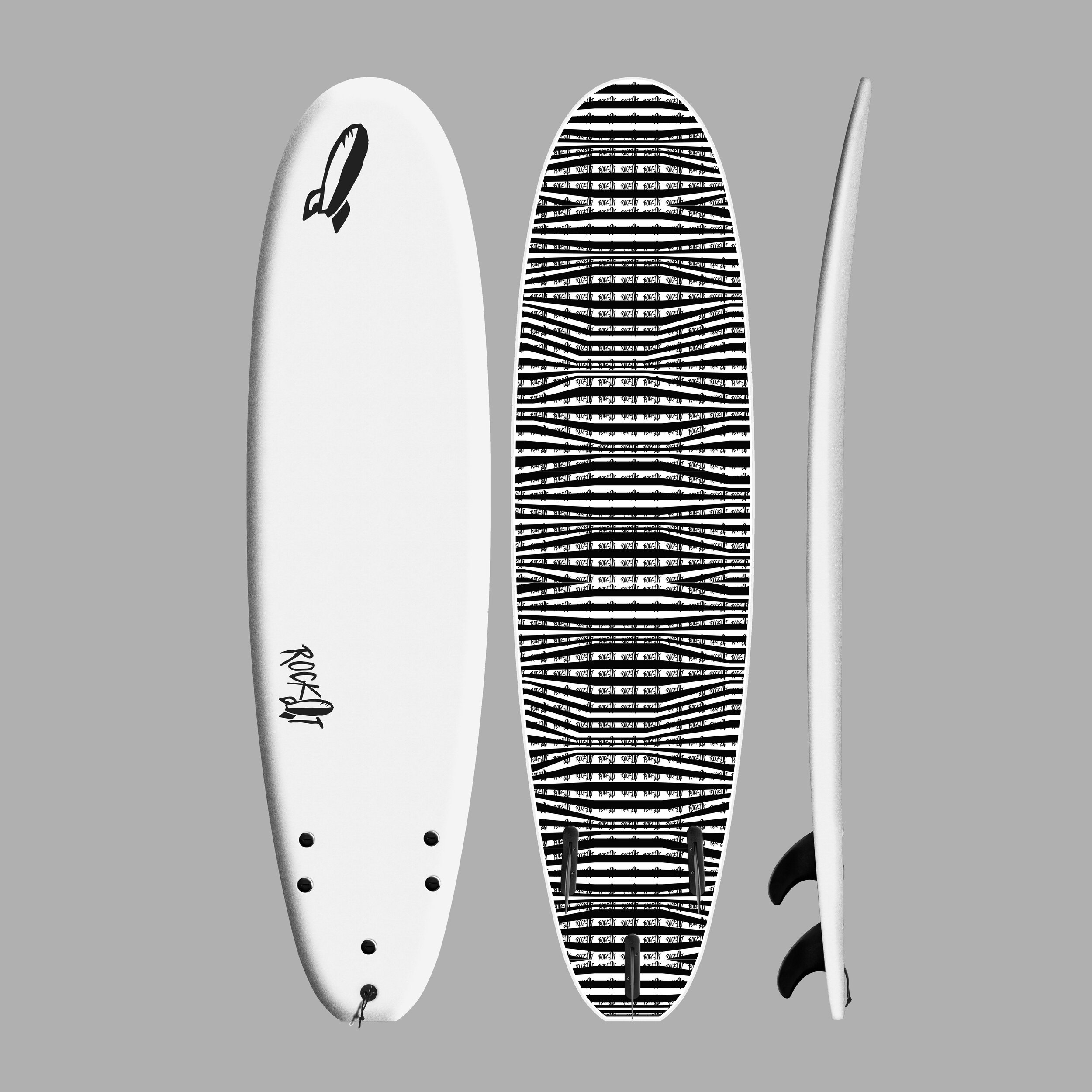 Shortbus Tri Fin Soft Surfboard (White)
