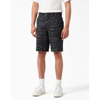 Dickies Dickies Raw Edge Hem Shorts, Black Tiger Print Shorts Bottoms ...